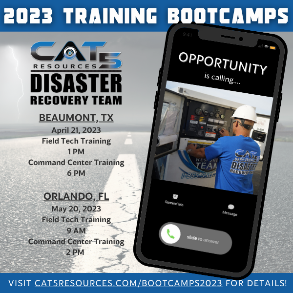 Cat5 Resources Disaster Response Boot Camps 2023 | Generator Deployment ...